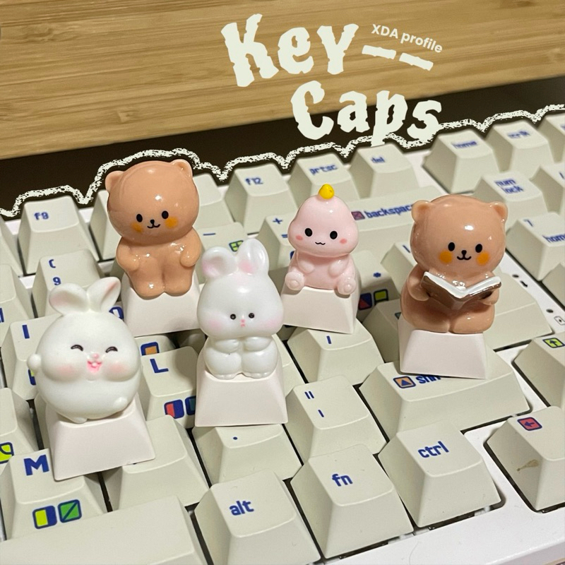 PNS001 [keycaps 🐰🐻] คีย์แคปกระต่ายตัวกลม กระต่ายน่ารัก หมีน้ำตาล ...