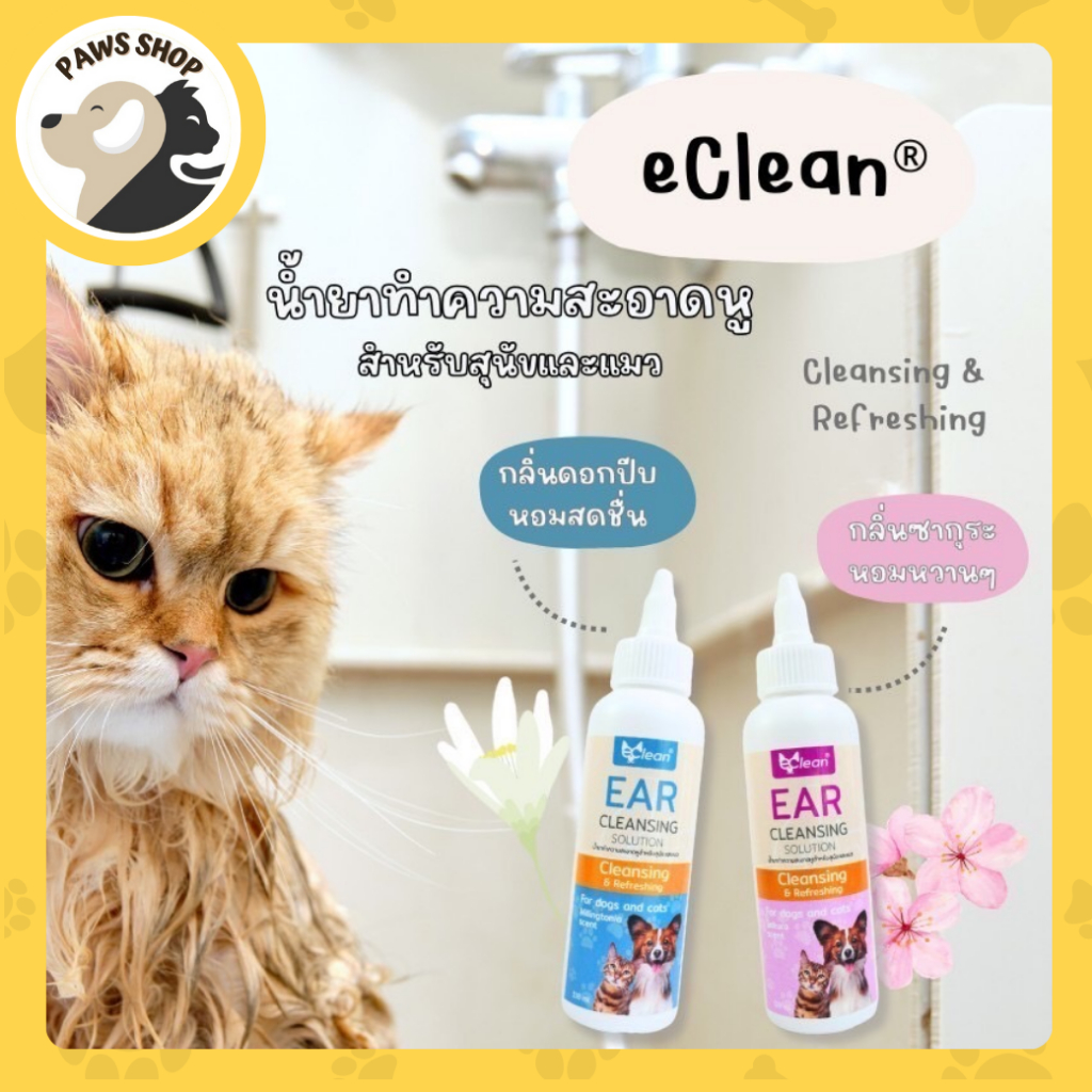 🩵สูตรใหม่🩷eClean EAR Cleansing Solution ทำความสะอาดหู สำหรับสุนัขและแมว ...