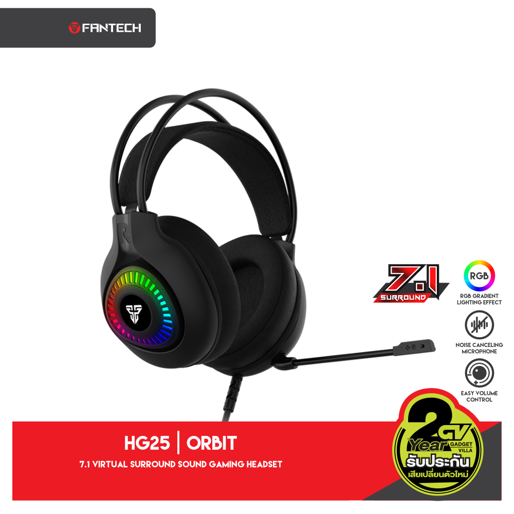 FANTECH หูฟังเกมมิ่ง ระบบ 7.1 Headset Gaming มีไมโครโฟน ไฟ RGB รอบหูฟัง ...
