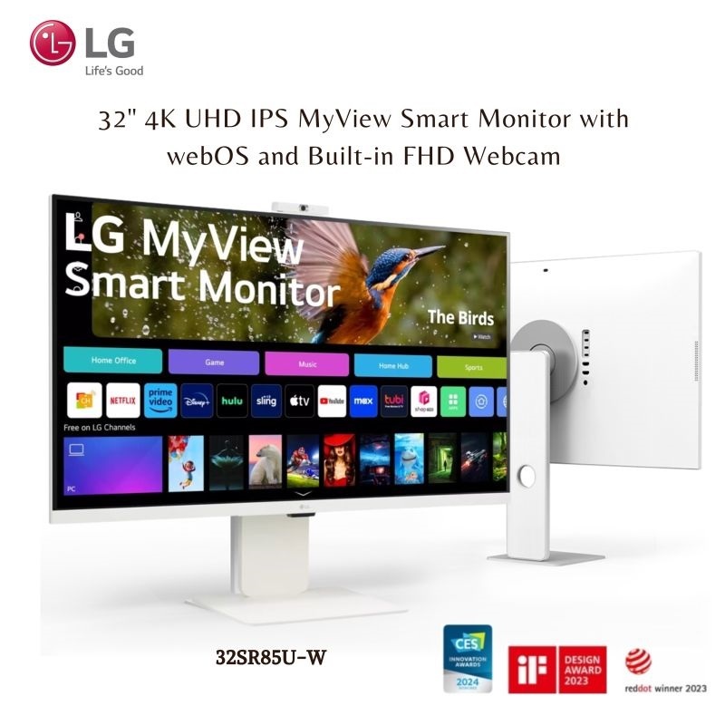 LG 32SR85U-W 32" MyView 4K,IPS, webOS Smart Monitor, USB Type-C, Webcam ...