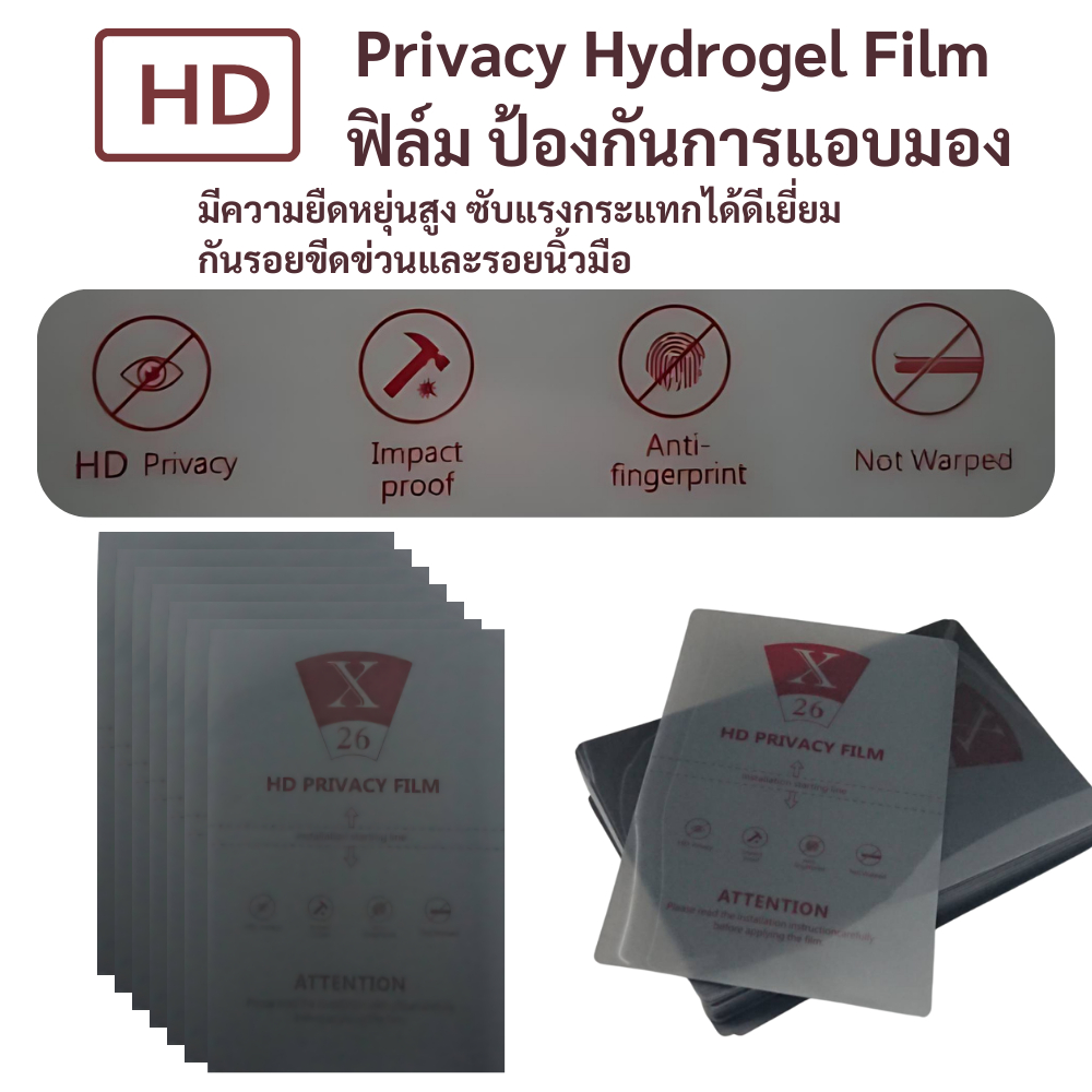 Privacy Hydrogel Film ฟิล์ม ป้องกันการแอบมอง มีความยืดหยุ่นสูง ซับแรง ...