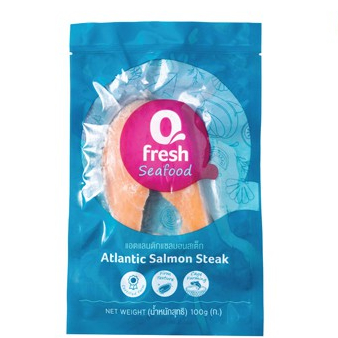 Qfresh แอตแลนติกแซลมอนสเต็ก 100 กรัม (แช่แข็ง) | Shopee Thailand