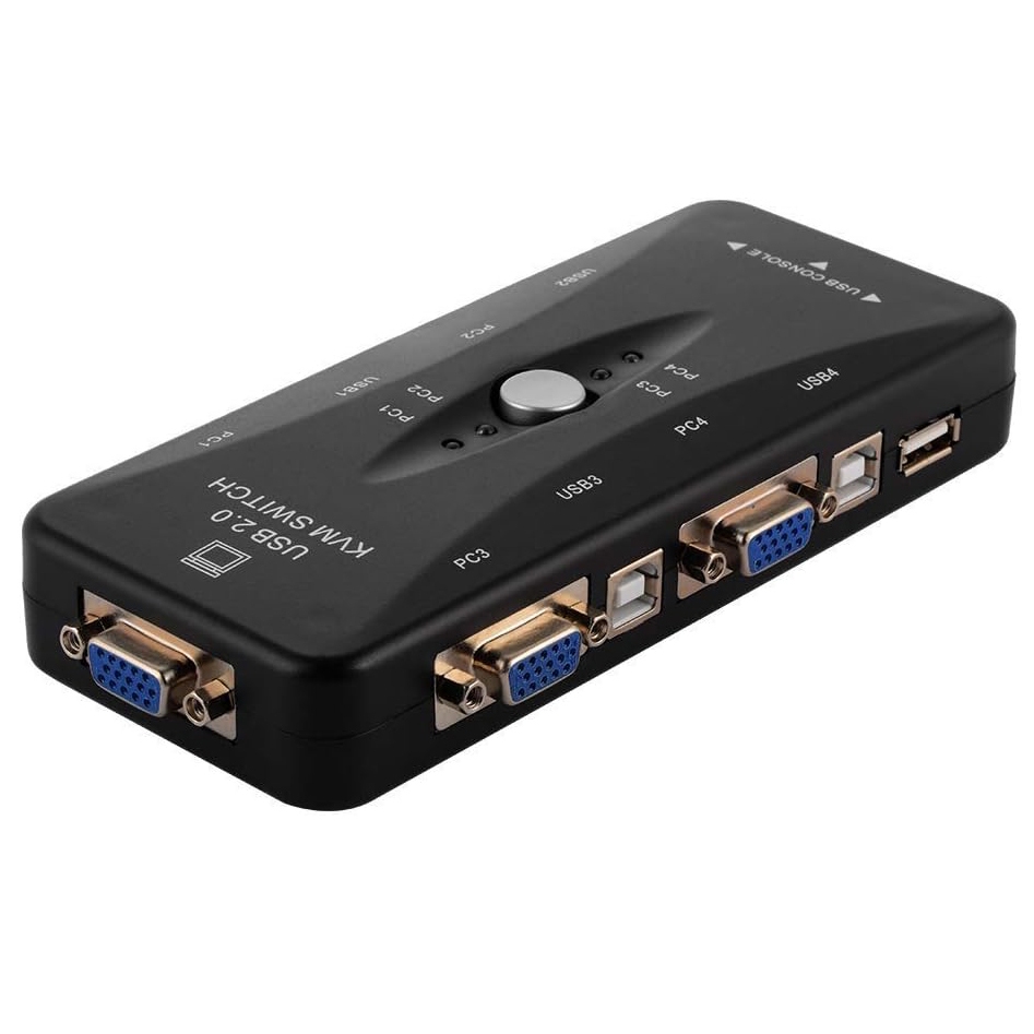 USB KVM VGA Switcher, 4 Ports USB 2.0 KVM Switch Box Adapter (พร้อมส่ง ...