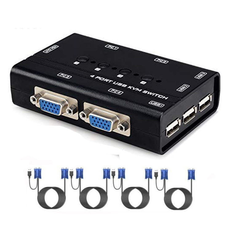 VGA KVM Switch 4 Port USB พร้อมสาย KVM 4เส้น สินค้าส่งจากไทย | Shopee ...