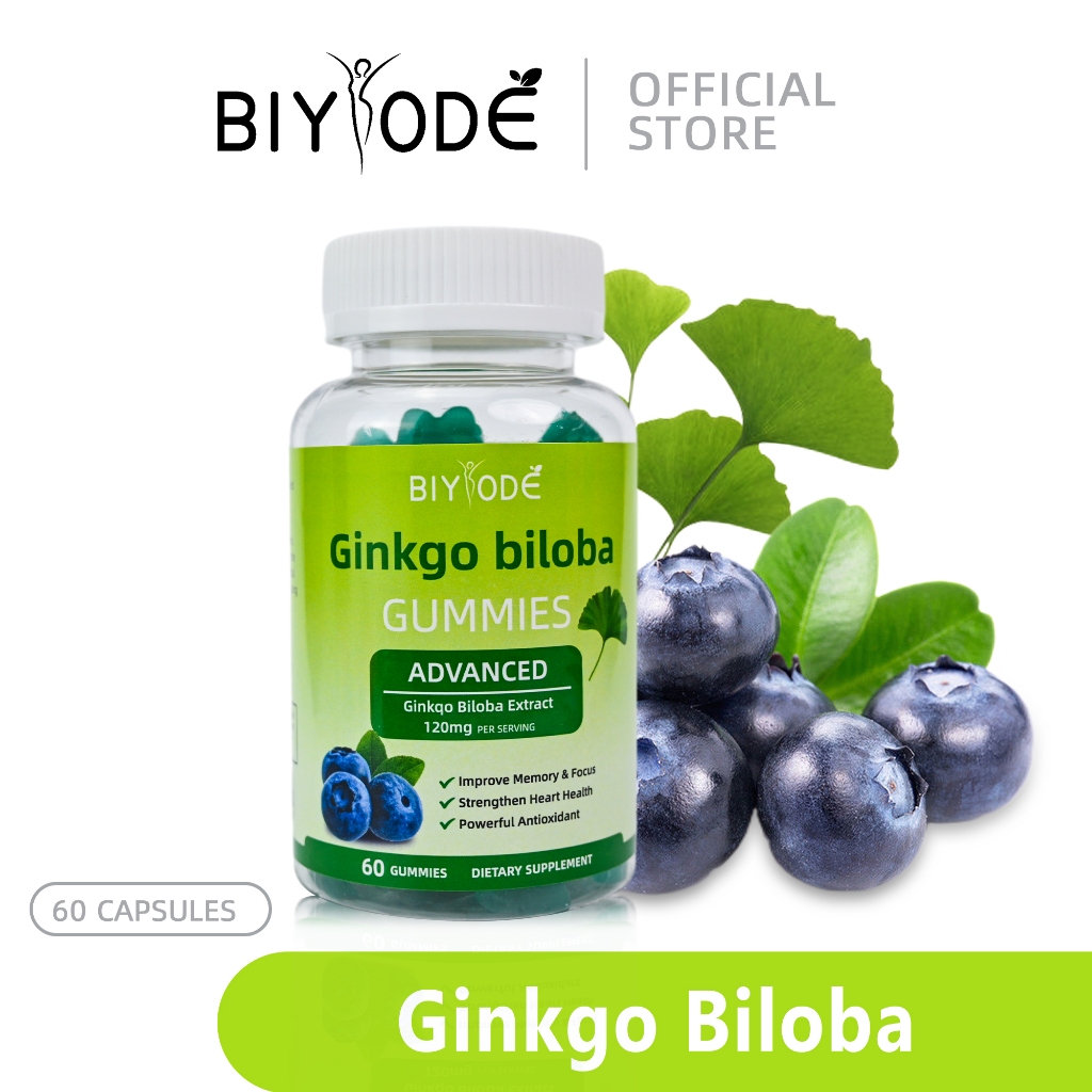 BIYODE Ginkgo Biloba 120mg ขยายหลอดเลือด เพิ่มการไหลเวียน แอนตี้ ...