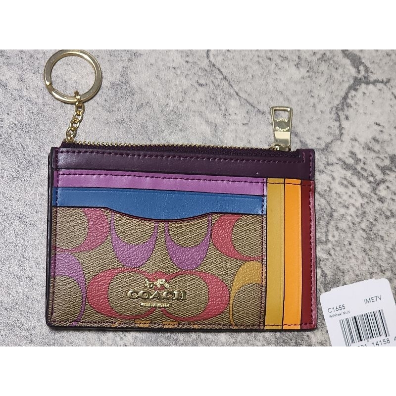 กระเป๋าใส่เหรียญมือสองXL MINI SKINNY ID CASE IN RAINBOW SIGNATURE ...