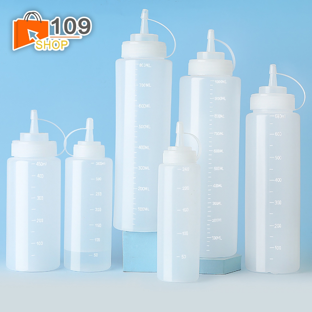 ขวดบีบซอส แพค10ขวด วัสดุเกรดอาหาร มีฝาปิด มี5ขนาดให้เลือก 250ml,350ml,450ml,650ml,800ml,900ml ...