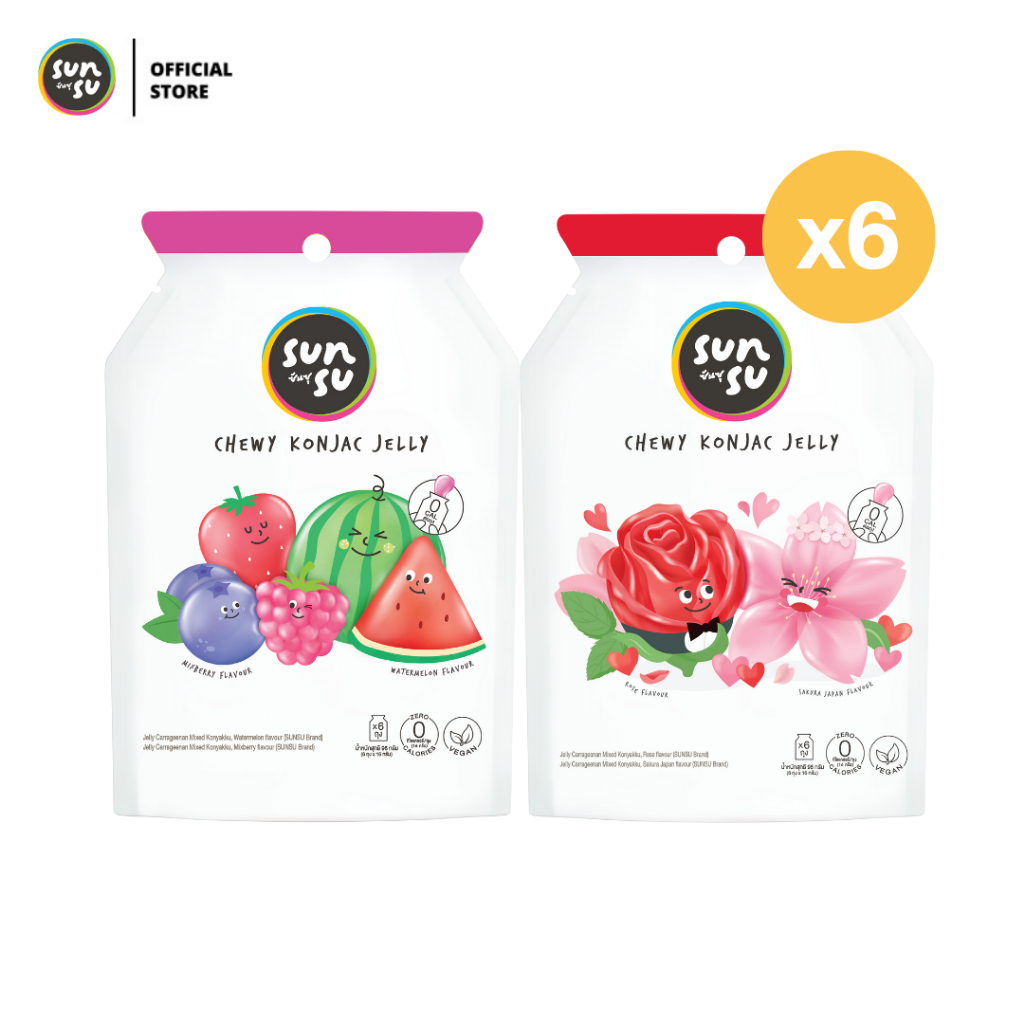 (แพ็ก 6) Sunsu ซันซุ เยลลี่บุก 0 แคล รสซากุระโรเซ่ + มิกซ์แตงโม รสละ 3 ซอง ของขวัญ | Shopee Thailand