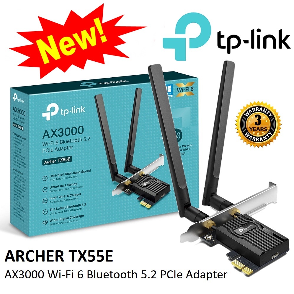 🔥ขายดีมาก🔥TP-LINK (Archer TX55E) AX3000 Wi-Fi 6 Bluetooth 5.2 PCIe ...