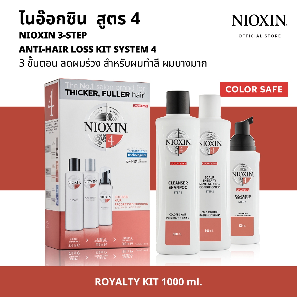 NIOXIN 3-STEP ANTI-HAIR LOSS KIT SYSTEM 4 ชุดเซ็ท 3 ขั้นตอน สูตร 4 ...