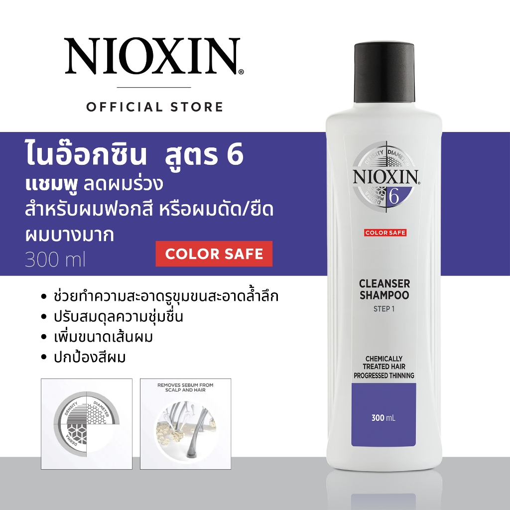 NIOXIN SHAMPOO SYSTEM 6 BLEACHED PERMED REBONDED HAIR 300ML แชมพู สูตร6 ...