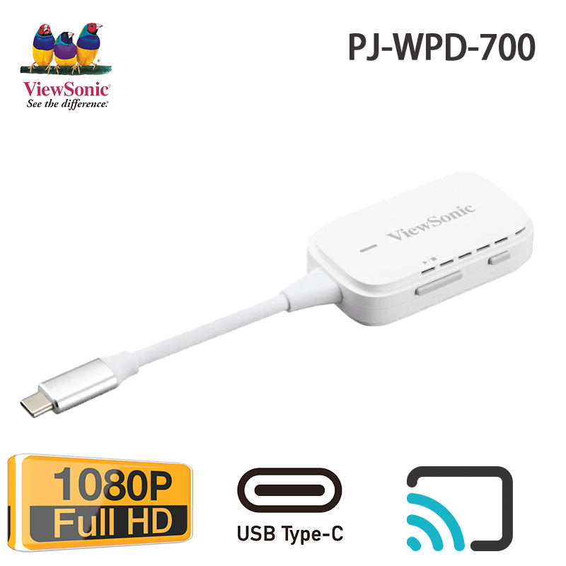 ViewSonic PJ-WPD-700 Wireless Screen Casting Kit with 1080p Full HD ...