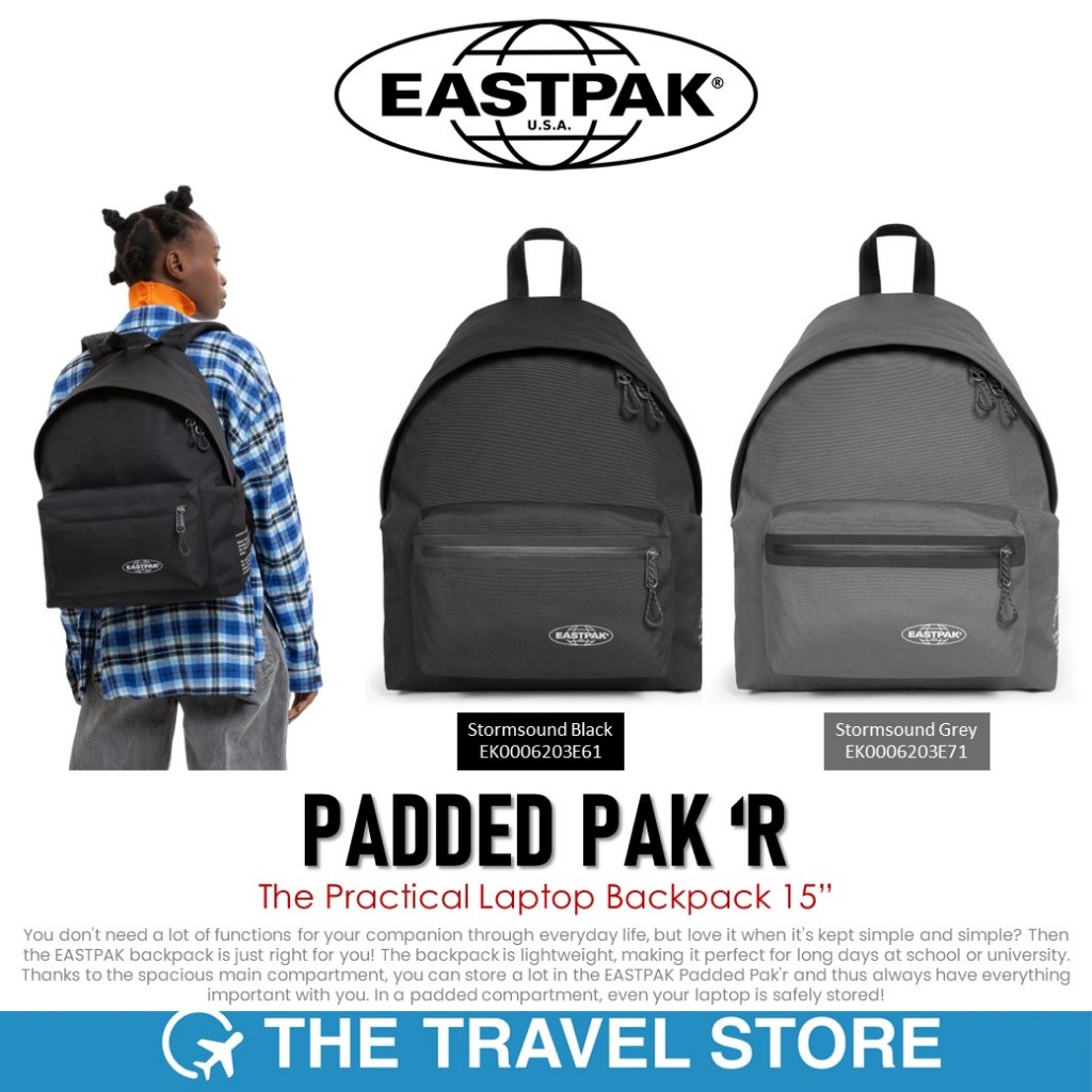 EASTPAK Padded Pak'R The Practical Laptop Backpack 15” - Storm colors ...