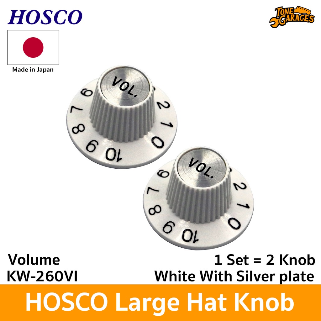 Hosco Large Hat Knob with Metal Plate ( 1 Set = 2 Knob ) Volume/Tone ...