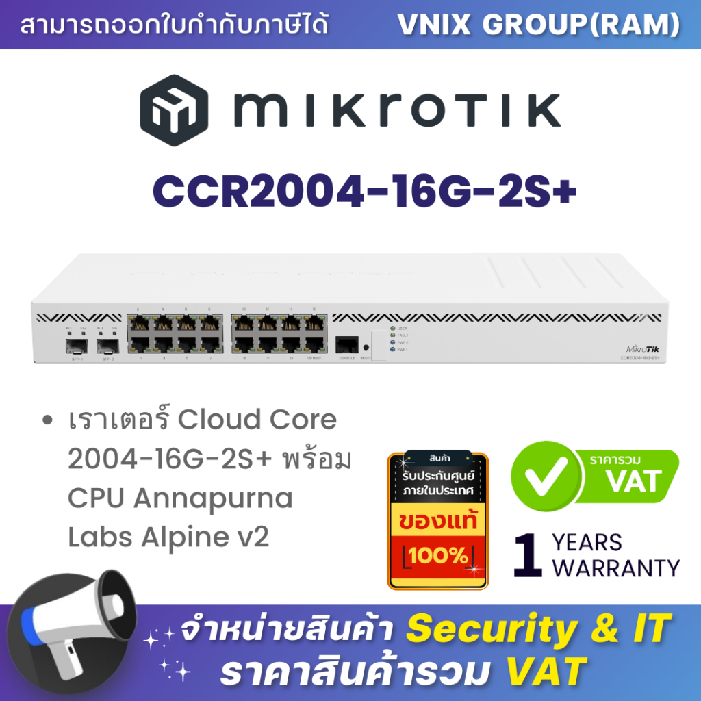 Mikrotik CCR2004-16G-2S+ เราเตอร์ Cloud Core 2004-16G-2S+ พร้อม CPU ...