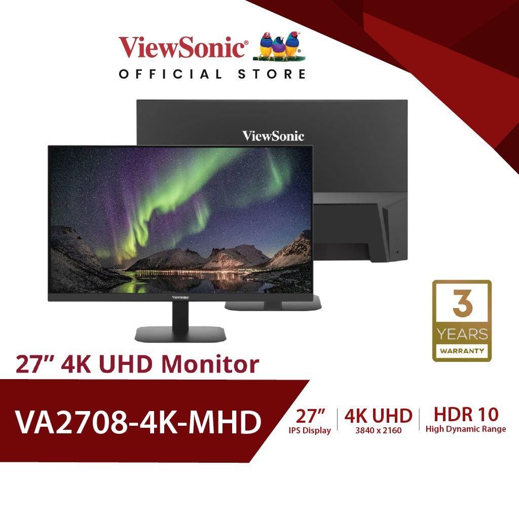 Viewsonic VA2708-4K-MHD 27” 4K UHD Monitor with Built-in Speakers (จอ ...