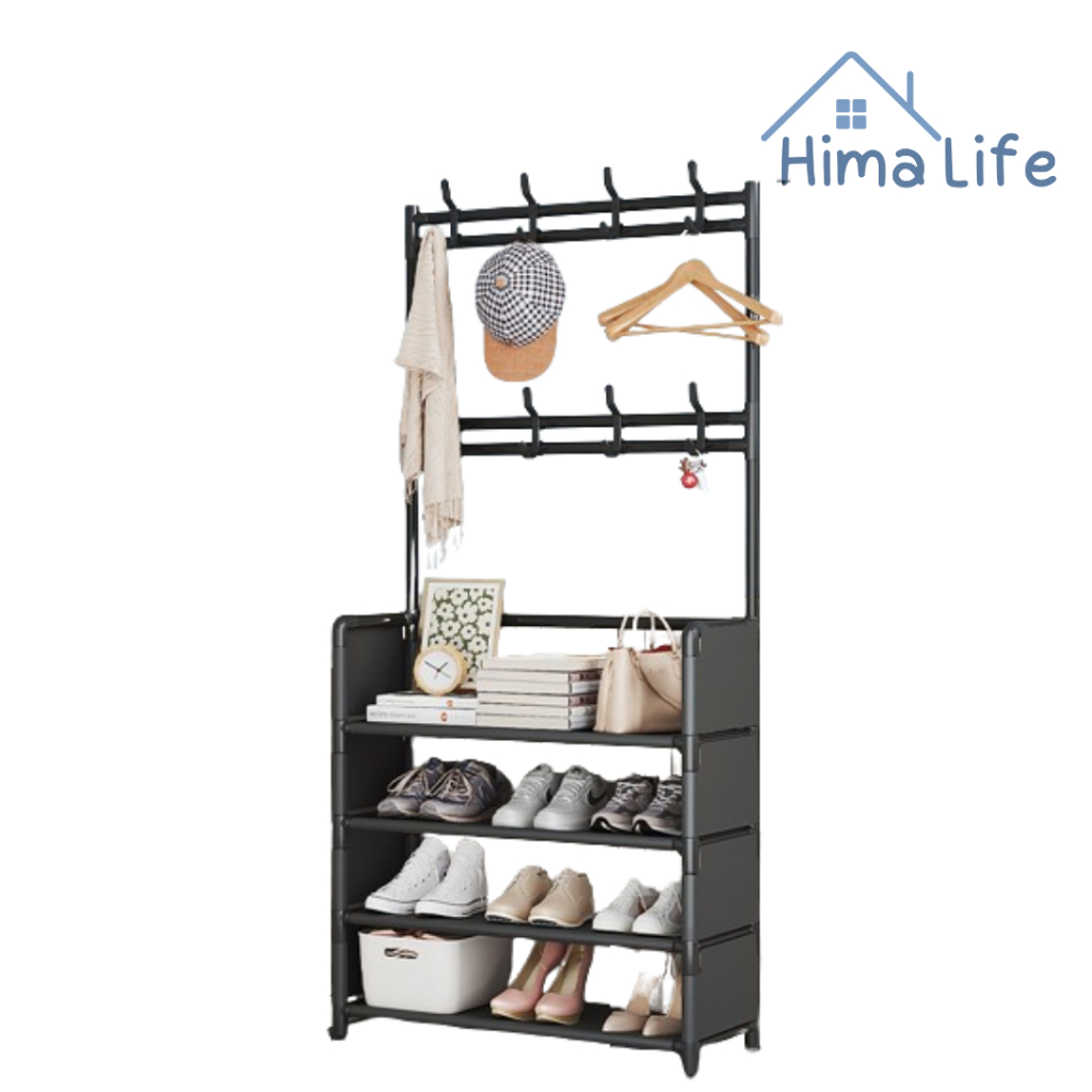 ราวแขวนเสื้อผ้า ชั้นเก็บของ shoe and hat rack สำหรับแขวนเสื้อ กระเป๋า ...