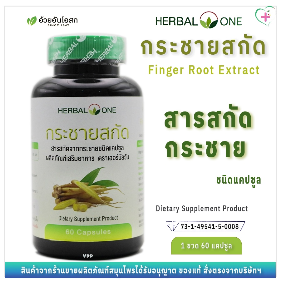 Herbal One Finger Root Extract Capsule กระชายสกัดแคปซูล 1 ขวด 60 แคปซูล ...