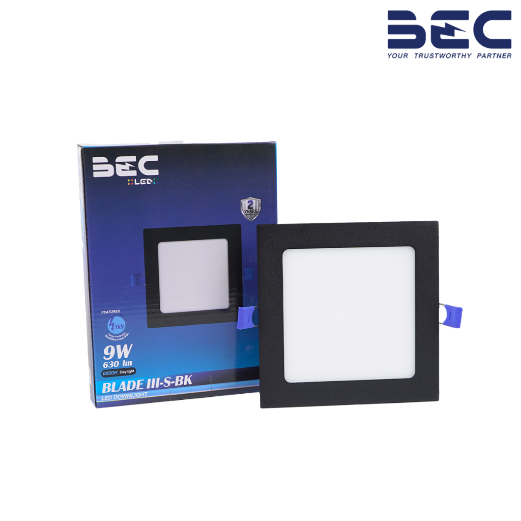BEC BLADE III-S-BK 9W ดาวน์ไลท์ฝังฝ้า LED ทรงเหลี่ยม รับประกัน 2 ปี แสง ...