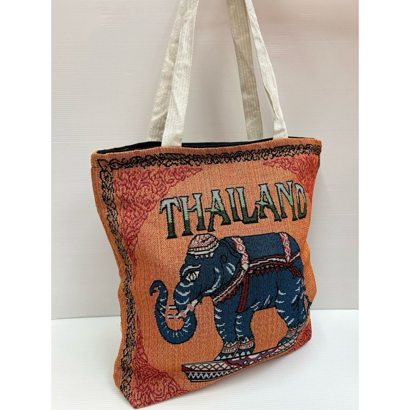 [พร้อมส่ง] Thailand Bag กระเป๋าผ้าลายขนาดเล็กมีซิป และมีซิปด้านใน มีลาย ...