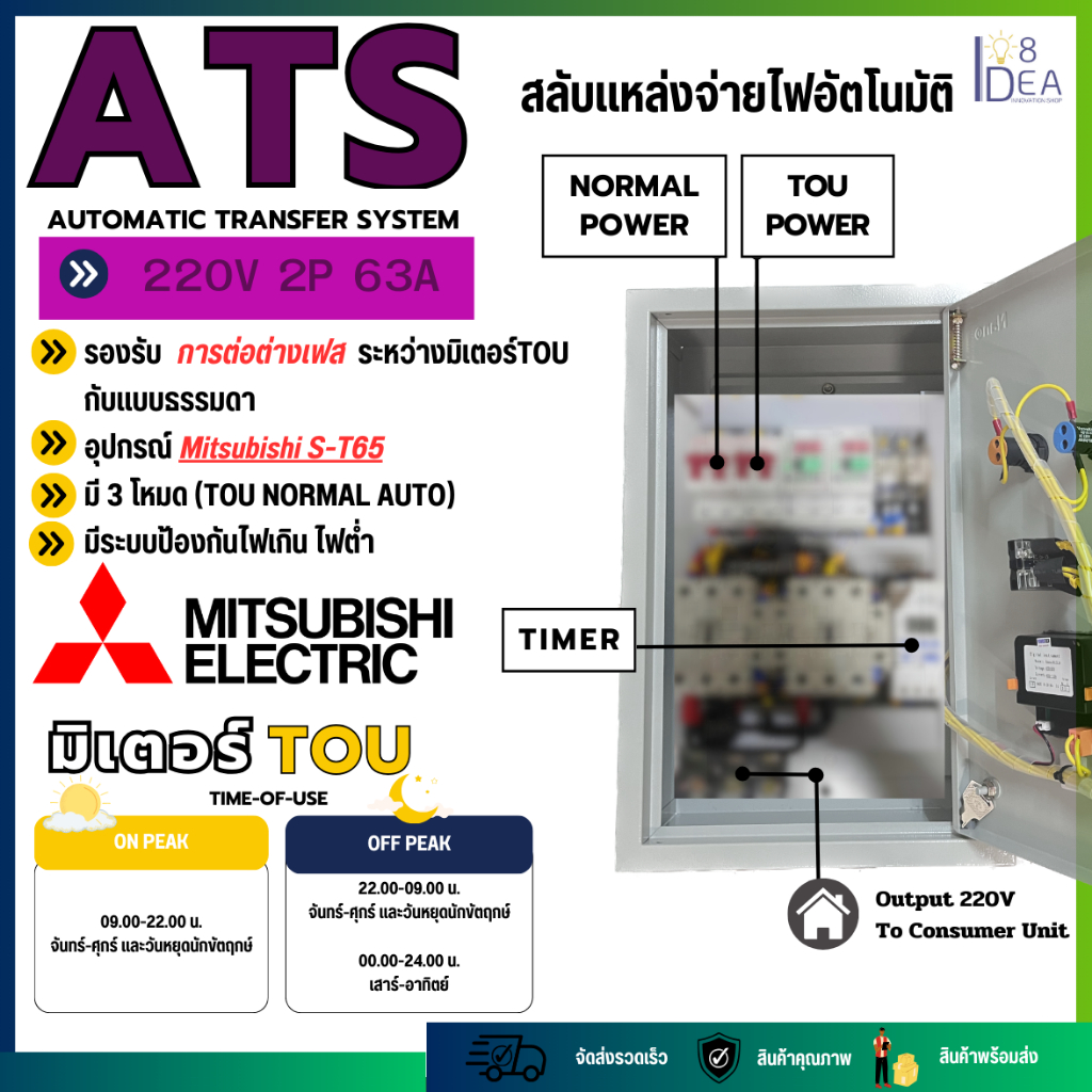 ตู้ ATS Automatic Transfer System Mitsubishi s-t65สวิตซ์สลับแหล่งจ่ายไฟ ...