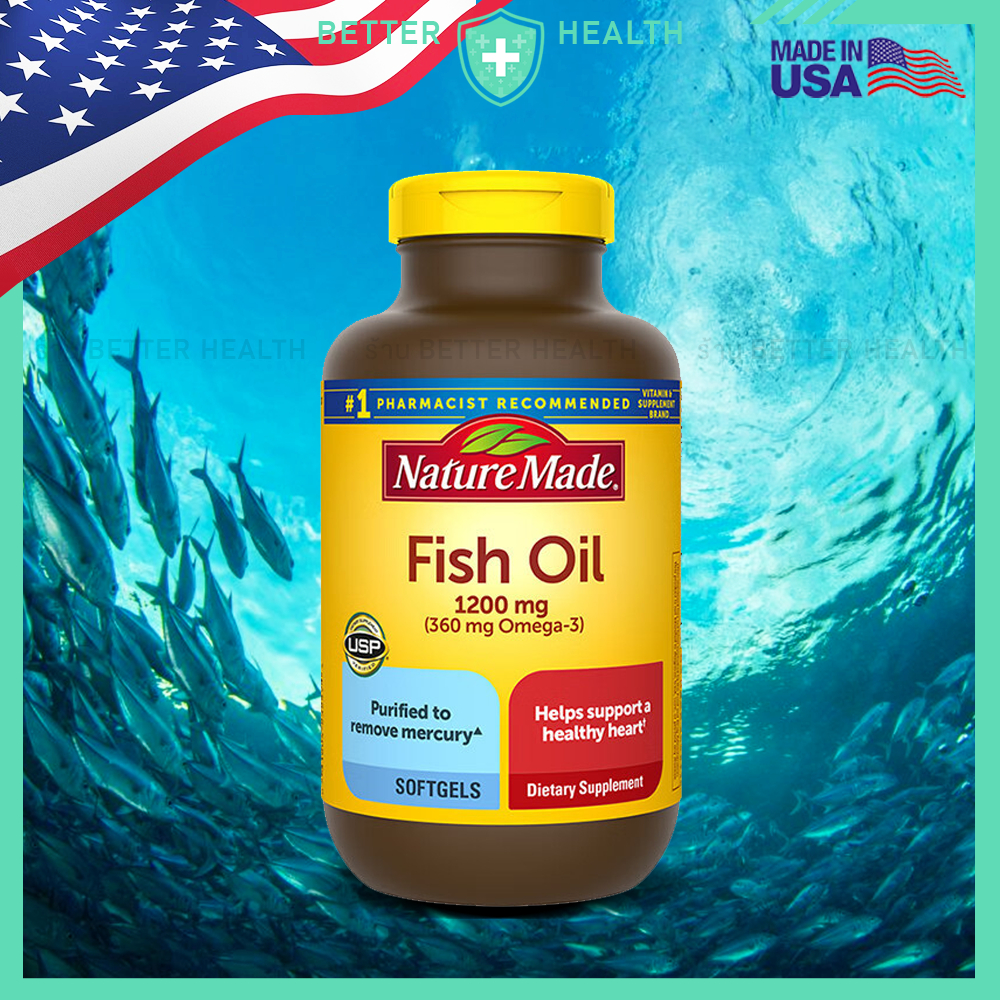 NATURE MADE FISH OIL 1200 mg (omega-3 = 360mg) น้ำมันปลาสกัดเข้มข้นจาก ...
