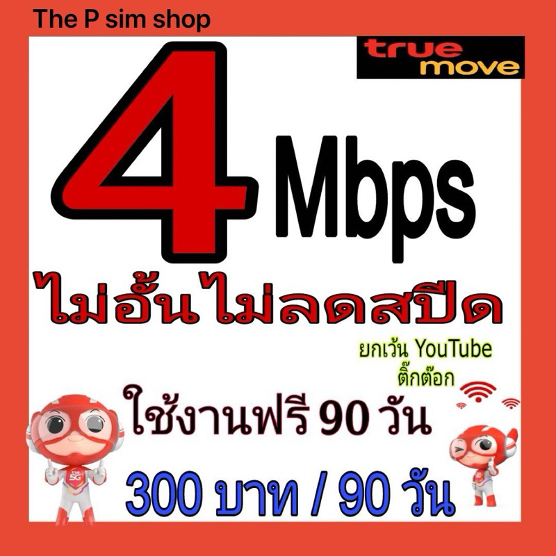 ซิมเน็ต 4 Mbps ไม่อั้นไม่ลดสปีดไม่จำกัดGB | Shopee Thailand