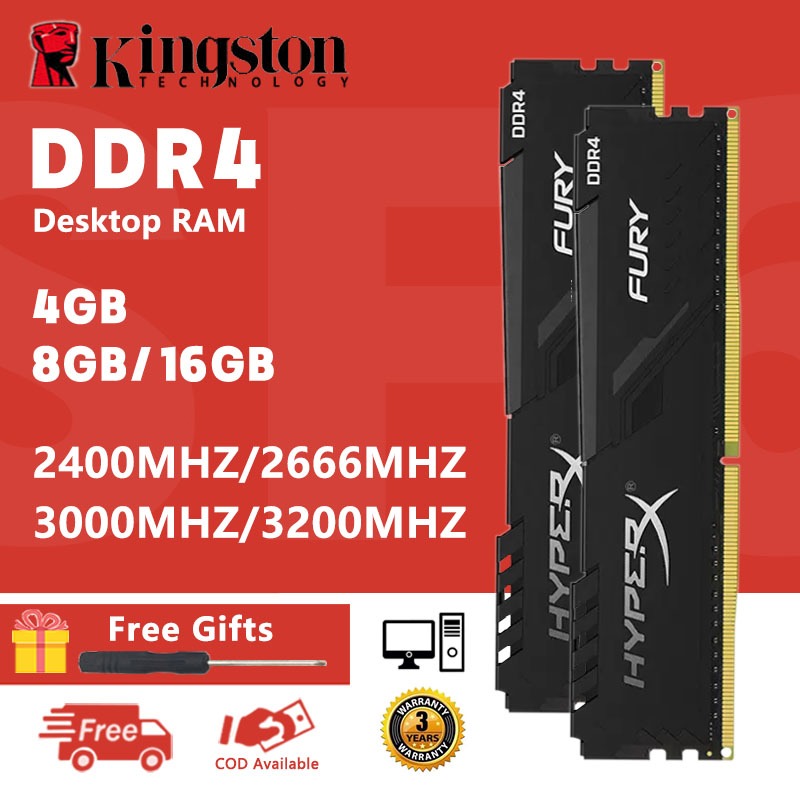 Kingston HyperX FURY Desktop DDR4 RAM 4GB 8GB 16GB 2133Mhz 2400Mhz 2666Mhz 3200Mhz DIMM Game ...