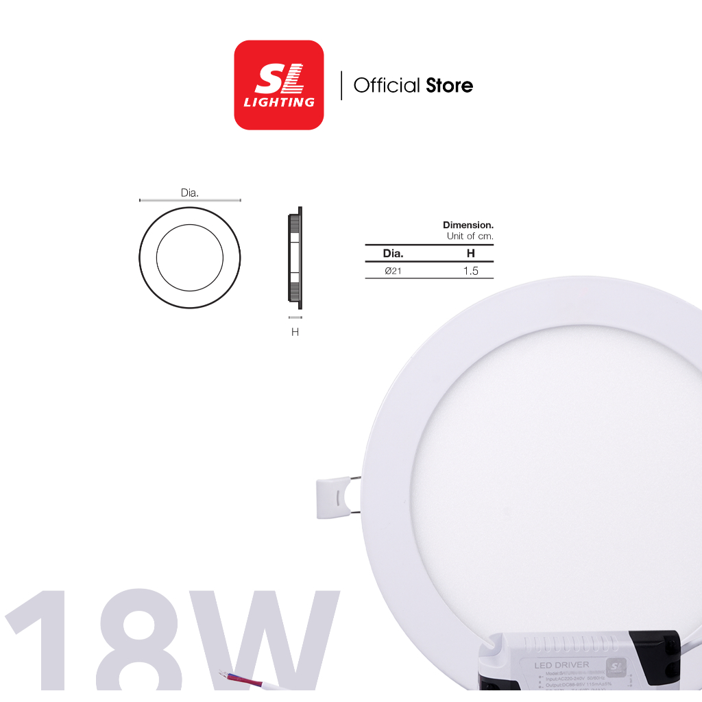 SL LIGHTING | LED Recessed Downlight ดาวน์ไลท์ฝังฝ้าแอลอีดี มี 9W, 12W, 15W , 18W รุ่น SATURN ...