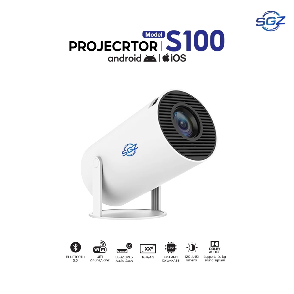 Mini Projector รุ่น S100 มินิโปรเจคเตอร์ 4K FULL HD โปรเจคเตอร์ขนาดเล็ก ...