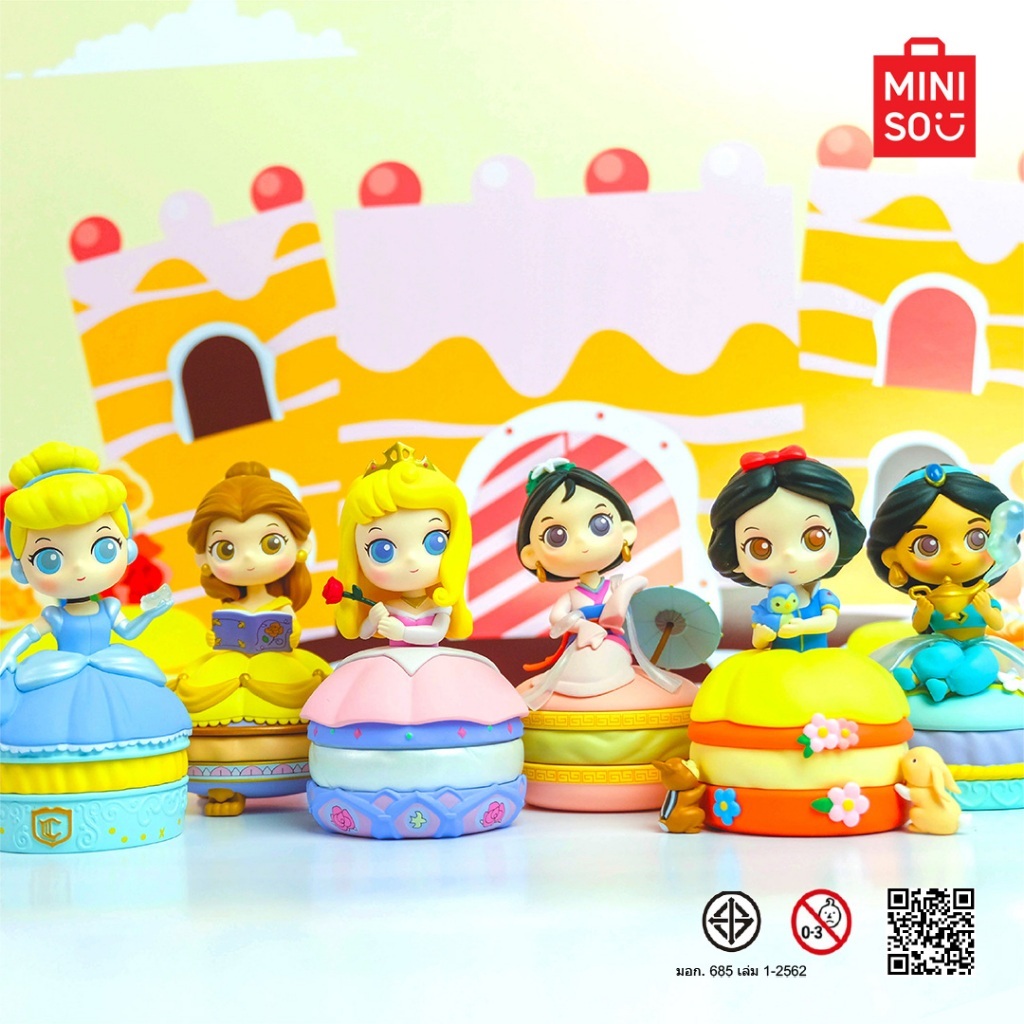 MINISO กล่องสุ่ม กล่องสุ่มโมเดล Disney Princess Collection Macaron ...