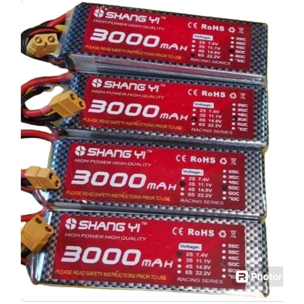 แบตลิโพ SHANG YI 3000mah 7.4v (2s) 11.1V (3S) 14.8V(4S) / 22.2V(6S) 50C แบต ลิโพ รถ เรือ ...
