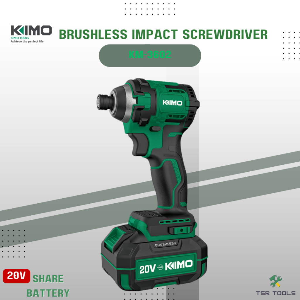 KIMO สว่านไขควงกระแทกบัลเลสไร้สาย แบตเตอรี่ Li-ON 20V MAX 4.0Ah หรือ 2.0Ah ปรับได้ 9 โหมด งานสวย ...