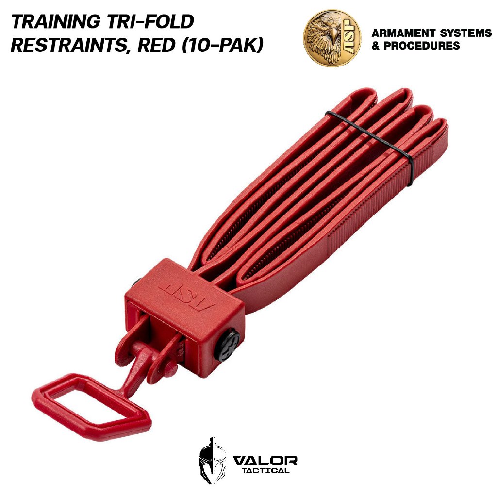 ASP - Training Tri-Fold Restraints, Red (10-Pak) สายรัดมือ น้ำหนักเบา ...