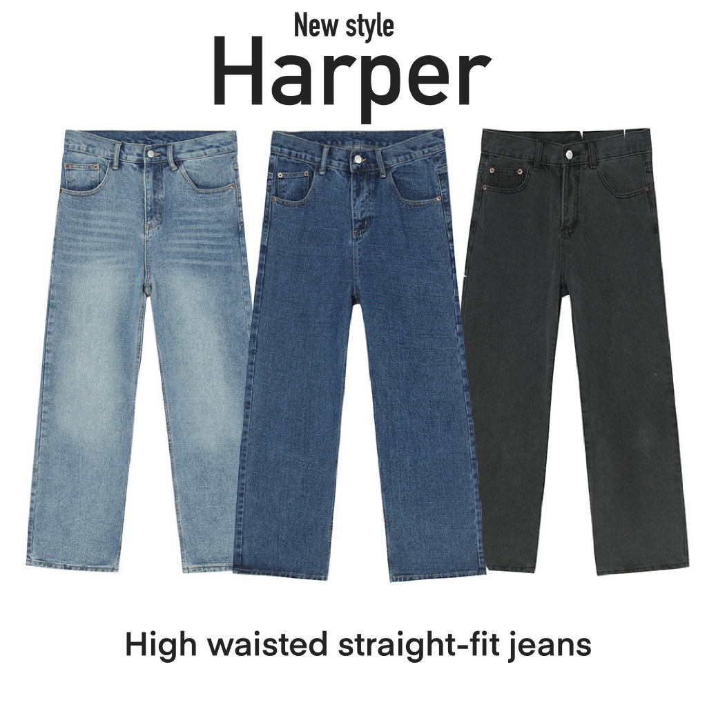 [สินค้าขายดี] BARON Harper Denim กางเกงยีนส์เอวสูงขากระบอกตรง | Shopee ...