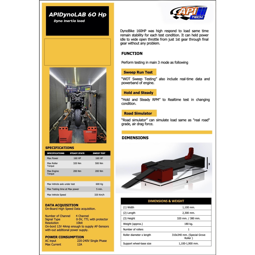 API Tech DynoLab เครื่องมือวัดสมรรถนะเครื่องยนต์มอเตอร์ไชค์ สำหรับจูนเนอร์ Dyno วิเคราะห์ Power ...