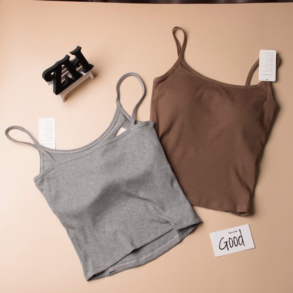 zh-forever.3332 เสื้อสายเดี่ยวผ้าฝ้าย บราสายเดี่ยวฟองน้ำในตัว | Shopee ...