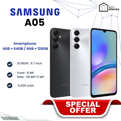 Samsung Galaxy A05 (4+64GB)(4+128GB) 4G โทรศัพท์มือถือ ขนาดจอ 6.7 นิ้ว ...