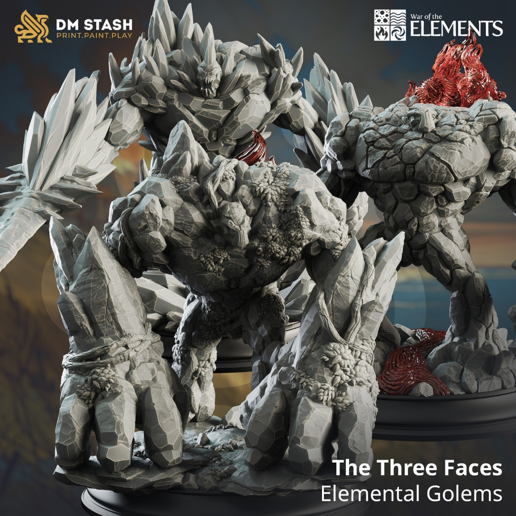 DnD Monster - Elemental Golem - โมเดลบอร์ดเกม (งานเรซิ่นยังไม่ลงสี) ฐาน ...