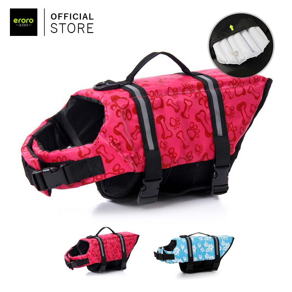 ERORO เสื้อชูชีพสุนัขว่ายน้ำ ปลอดภัย ลวดลายน่ารัก สายปรับได้ มี 2สีให้เลือก | Shopee Thailand