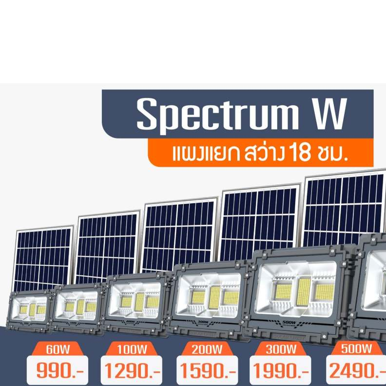 โคมไฟโซลาร์เซลล์ ไฟสปอร์ตไลท์ รุ่น Spectrum W สีขาว Randy | Shopee Thailand