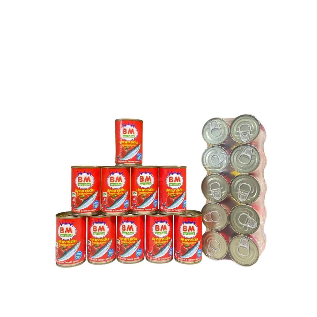 E-3-1-1 ปลาซาร์ดีนในซอสมะเขือเทศ 145g. 10/แพ็ค ตราบีเอ็ม EXP. 14/04/2027 | Shopee Thailand