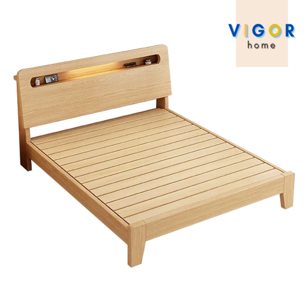 Vigor Home เตียงไม้มาพร้อมมีหัวเตียงเก็บของ สไตล์ญี่ปุ่น มินิมอล ทัน ...