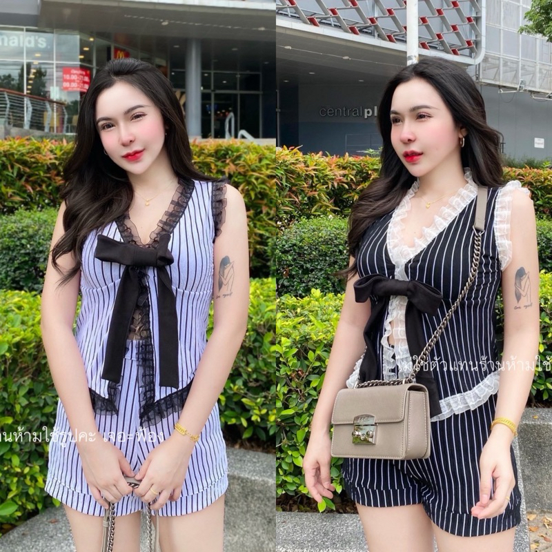 S6🔥พร้อมส่ง/เซตขาสั้นระบายลูกไม้ | Shopee Thailand