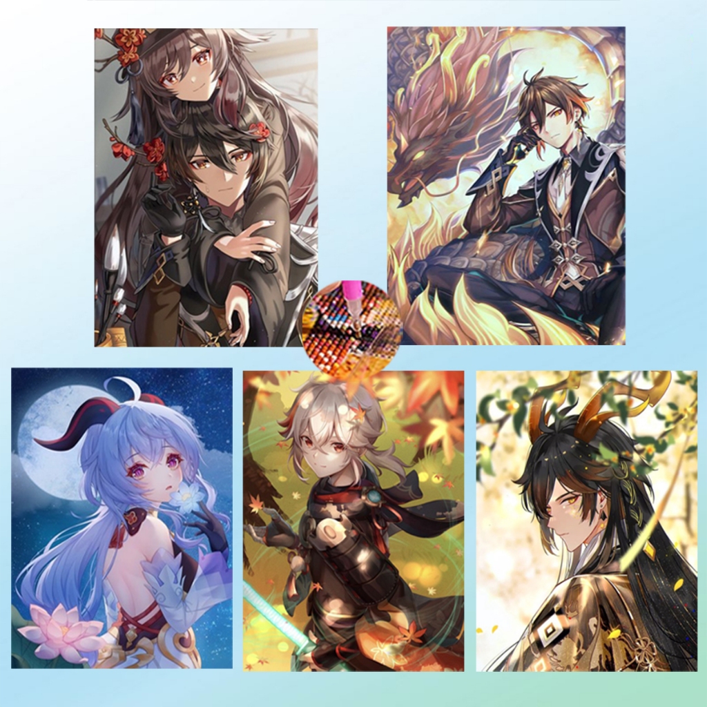 Diamond Painting 5D DIY Genshin Impact อนิเมะ ครอสติสคริสตัล5มิติ ปักค ...