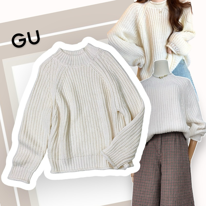 GU knit sweaters เสื้อไหมพรมเส้นเส้นใหญ่ ผ้าหนานุ่มฟู ทรง oversized ...