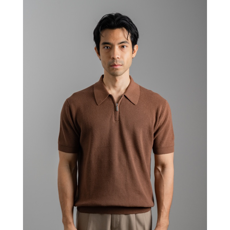 ส่วนลด25%25XTRA100024 MadetoMature Jersey Stitched Zip Knitted Polo ...