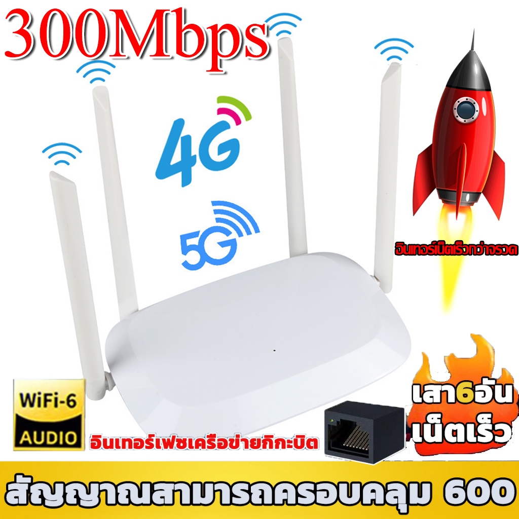 อินเทอร์เน็ตเร็วกว่าจรวด👍เราเตอร์ WiFi 4G/5G Router 300 Mbps รับประกัน สัญญาณเต็มไม่ติด ไม่ต้อง ...
