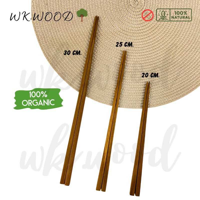 Wk.wood ตะเกียบไม้สักแท้100% ขนาด 20,25,30 cm. (Teak Chopsticks size 20,25,30cm.) | Shopee Thailand