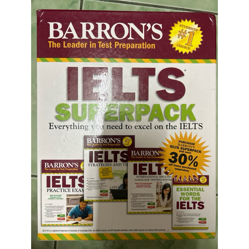 หนังสือ Barron’s Ielts super pack สภาพ 70 % มีขีดเขียน 10% มี cd | Shopee Thailand